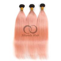 China Straight Remy Human Hair Bundles #T1B Pink Brazilian Weave 10-28 Inch 3 Bundles for sale