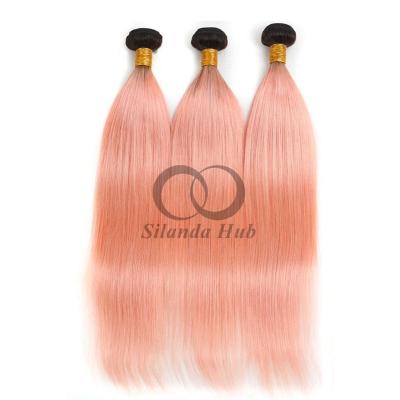 China Straight Remy Human Hair Bundles #T1B Pink Brazilian Weave 10-28 Inch 3 Bundles for sale