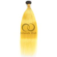 China Straight Remy Human Hair Bundles #T1B Yellow Brazilian Weave 10-28 Inch 3 Bundles for sale