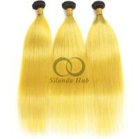 China Straight Remy Human Hair Bundles #T1B Yellow Brazilian Weave 10-28 Inch 3 Bundles for sale