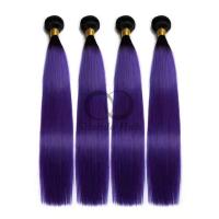 China T1B Purple Straight Remy Human Hair Bundles 10-28 Inch Brazilian Sew In Weave 3 Bundles for sale