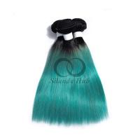 China Straight Remy Human Hair Bundles #T1B Green Brazilian Sew In Weave 10-28 Inch 3 Bundles for sale