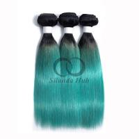 China Straight Remy Human Hair Bundles #T1B Green Brazilian Sew In Weave 10-28 Inch 3 Bundles for sale