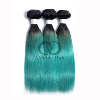 China Straight Remy Human Hair Bundles #T1B Green Brazilian Sew In Weave 10-28 Inch 3 Bundles for sale
