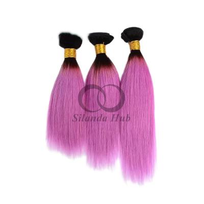 China T1B Pink Straight Remy Human Hair Bundles Sew In Weave Brazilian Bundle Deals 10-28 Inch for sale
