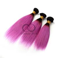 China T1B Pink Straight Remy Human Hair Bundles Sew In Weave Brazilian Bundle Deals 10-28 Inch for sale
