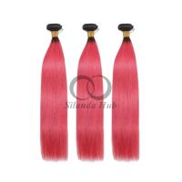 China T1B Pink Straight Remy Human Hair Bundles Sew In Weave Brazilian 10-28 Inch 3 Bundles for sale