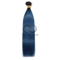 China Remy Human Hair Bundles Straight #T1B Blue Brazilian Weave 10-28 Inch 3 Bundles for sale