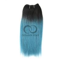 China T1B Blue Straight Remy Human Hair Bundles Sew In Weave Brazilian 3 Bundles 10-28 Inch for sale