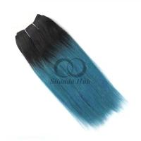 China T1B Blue Straight Remy Human Hair Bundles Sew In Weave Brazilian 3 Bundles 10-28 Inch for sale