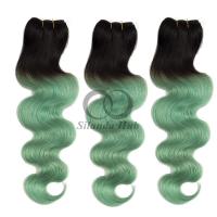 China T1B Green Body Wave Remy Human Hair Bundles Sew In Weave Brazilian 10-28 Inch 3 Bundles for sale