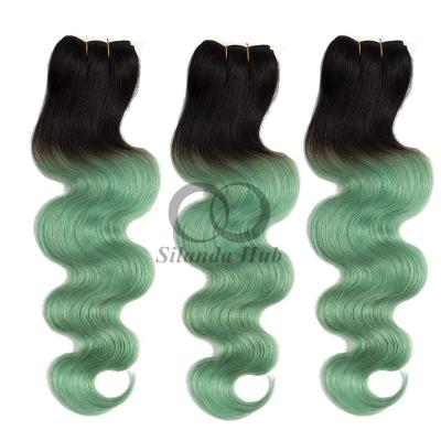 China T1B Green Body Wave Remy Human Hair Bundles Sew In Weave Brazilian 10-28 Inch 3 Bundles for sale