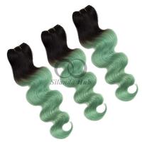 China T1B Green Body Wave Remy Human Hair Bundles Sew In Weave Brazilian 10-28 Inch 3 Bundles for sale