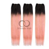 China T1B Pink Straight Remy Human Hair Bundles Sew In Weave Brazilian Bundle Deals 10-28 Inch 3 Bundles for sale