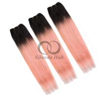 China T1B Pink Straight Remy Human Hair Bundles Sew In Weave Brazilian Bundle Deals 10-28 Inch 3 Bundles for sale