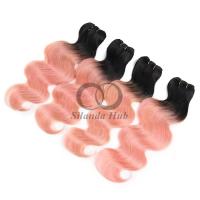 China T1B Pink Body Wave Remy Human Hair Bundles 10-28 Inch Brazilian Sew In Weave 3 Bundles for sale