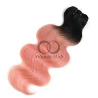China T1B Pink Body Wave Remy Human Hair Bundles 10-28 Inch Brazilian Sew In Weave 3 Bundles for sale
