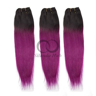 China Straight Remy Human Hair Bundles Sew In Weave Brazilian #T1B Purple 10-28 Inch for sale