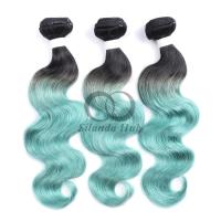 China Remy Human Hair Body Wave Bundles 10-28 Inch Brazilian Sew In Weave T1B Green for sale