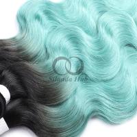 China Remy Human Hair Body Wave Bundles 10-28 Inch Brazilian Sew In Weave T1B Green for sale