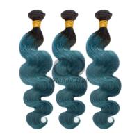 China Remy Human Hair Body Wave Bundles 10-28 Inch #T1B Green Brazilian Sew In Weave for sale