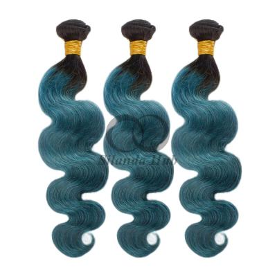 China Remy Human Hair Body Wave Bundles 10-28 Inch #T1B Green Brazilian Sew In Weave for sale