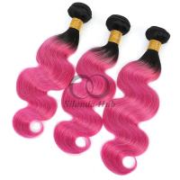 China T1B Pink Body Wave Remy Human Hair Bundles Brazilian Sew In Weave 10-28 Inch 3 Bundles for sale