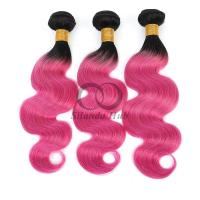 China T1B Pink Body Wave Remy Human Hair Bundles Brazilian Sew In Weave 10-28 Inch 3 Bundles for sale