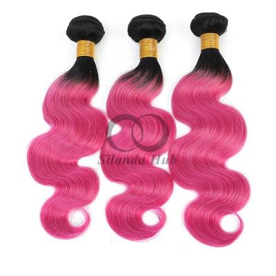 China T1B Pink Body Wave Remy Human Hair Bundles Brazilian Sew In Weave 10-28 Inch 3 Bundles for sale