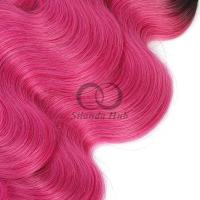 China T1B Pink Body Wave Remy Human Hair Bundles Brazilian Sew In Weave 10-28 Inch 3 Bundles for sale