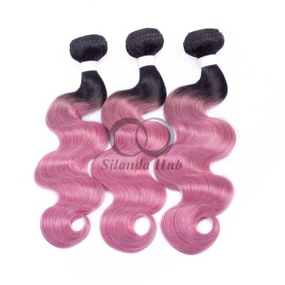 China T1B Pink Body Wave Remy Human Hair Bundles Sew In Weave Brazilian 10-28 Inch 3 Bundles for sale
