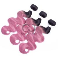 China T1B Pink Body Wave Remy Human Hair Bundles Sew In Weave Brazilian 10-28 Inch 3 Bundles for sale
