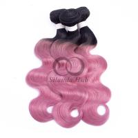 China T1B Pink Body Wave Remy Human Hair Bundles Sew In Weave Brazilian 10-28 Inch 3 Bundles for sale