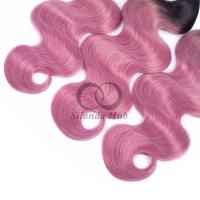 China T1B Pink Body Wave Remy Human Hair Bundles Sew In Weave Brazilian 10-28 Inch 3 Bundles for sale
