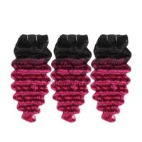 China T1B Pink Deep Wave Remy Human Hair Bundles 10-28 Inch Brazilian Sew In Weave for sale