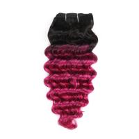 China T1B Pink Deep Wave Remy Human Hair Bundles 10-28 Inch Brazilian Sew In Weave for sale