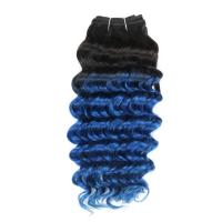 China T1B Blue Deep Wave Remy Human Hair Bundles 10-28 Inch Brazilian Sew In Weave for sale