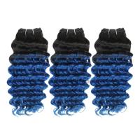 China T1B Blue Deep Wave Remy Human Hair Bundles 10-28 Inch Brazilian Sew In Weave for sale