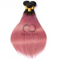 China Straight Remy Human Hair Bundles #T1B Pink Brazilian Weave 10-28 Inch 3 Bundles for sale
