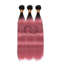 China Straight Remy Human Hair Bundles #T1B Pink Brazilian Weave 10-28 Inch 3 Bundles for sale