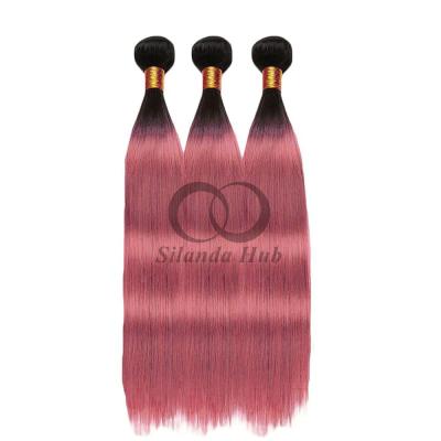 China Straight Remy Human Hair Bundles #T1B Pink Brazilian Weave 10-28 Inch 3 Bundles for sale
