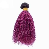 China T1B Purple Kinky Curly Remy Human Hair Bundles 10-28 Inch Brazilian Weave Sew In for sale