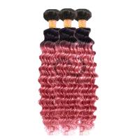 China T1B Pink Deep Wave Remy Human Hair Bundles 10-28 Inch Brazilian Sew In Weave 3 Bundles for sale