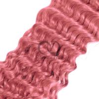 China T1B Pink Deep Wave Remy Human Hair Bundles 10-28 Inch Brazilian Sew In Weave 3 Bundles for sale