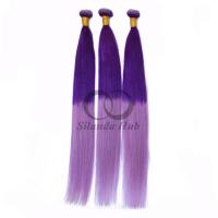 China Purple Light Purple Straight Remy Human Hair Bundles Sew In Weave Brazilian 10-28 Inch 3 Bundles for sale