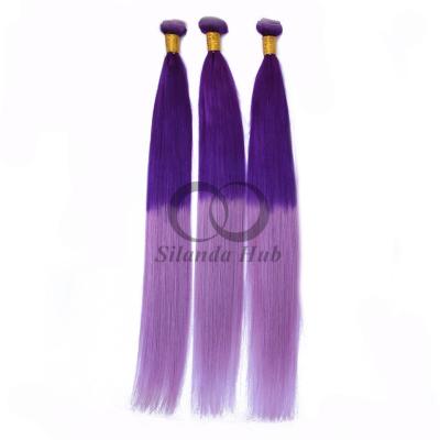 China Purple Light Purple Straight Remy Human Hair Bundles Sew In Weave Brazilian 10-28 Inch 3 Bundles for sale