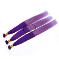 China Purple Light Purple Straight Remy Human Hair Bundles Sew In Weave Brazilian 10-28 Inch 3 Bundles for sale
