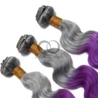 China Grey Purple Body Wave Remy Human Hair Bundles Sew In Weave Brazilian 3 Bundles 10-28 Inch for sale
