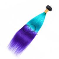 China Straight Remy Human Hair Bundles 14-28 Inch T1B Light Blue Blue Brazilian Weave 3 Bundles for sale