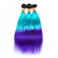 China Straight Remy Human Hair Bundles 14-28 Inch T1B Light Blue Blue Brazilian Weave 3 Bundles for sale